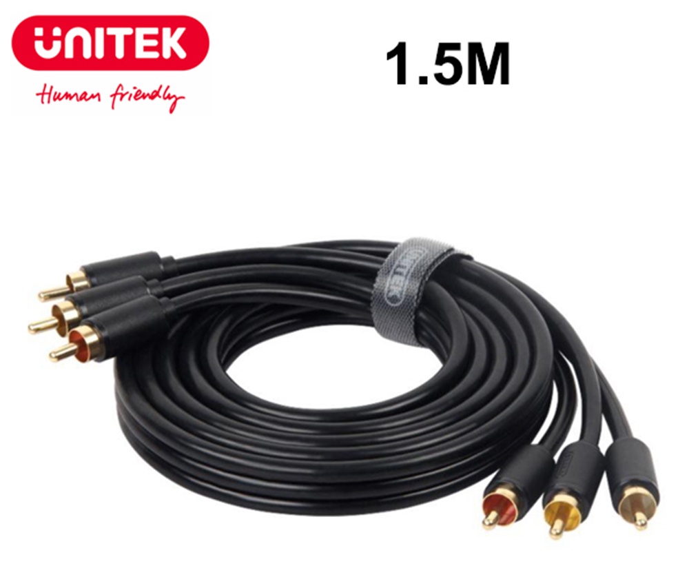 Unitek Stereo Audio Video 3RCA Gold Plated Cable 3 RCA Male to 3 RCA ...