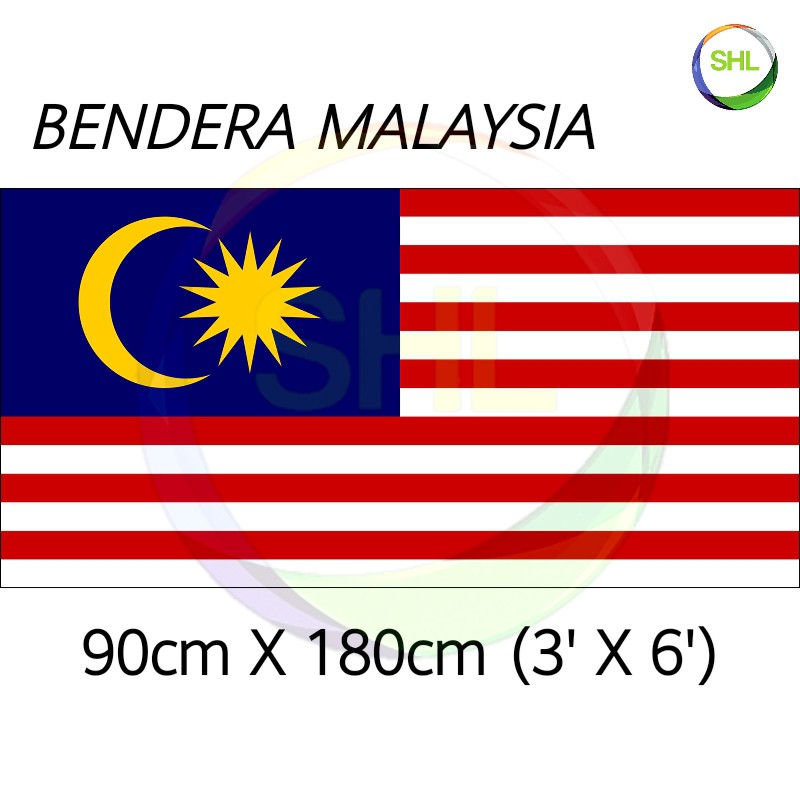 Bendera Malaysia 3x6 Flag Waterproof Polyster 90cm x 180cm (3' x 6') Gantung Jalur Gemilang ...