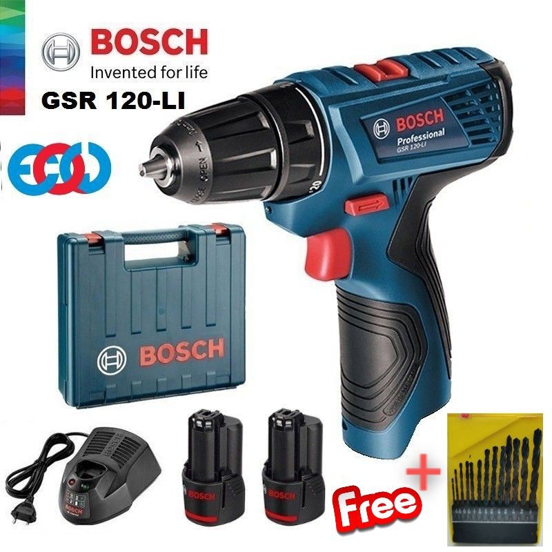 BOSCH GSR 120-LI 12V Cordless Drill/Driver With 1 Charger and 2 Battery ...