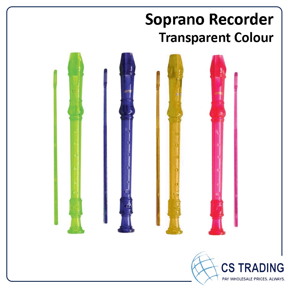 Transparent Colour Recorder with Cleaning Rod / Seruling / Flute ...