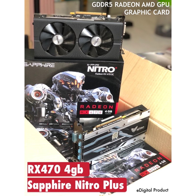 USED RX470 4gb Sapphire Nitro Plus GDDR5 RADEON AMD GPU GRAPHIC CARD ...