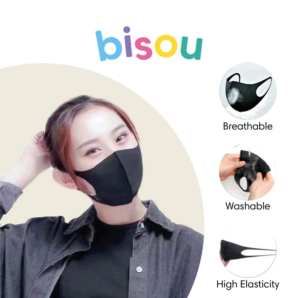 BISOU MASK - SHIELD MASK COTTON BLACK (ADULTS) - 1PC MA4 | Shopee Malaysia