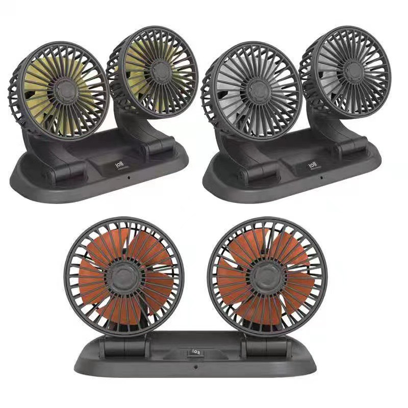 🚗USB Fan Car Fans 360°Double Head Rotating Car Fan Desktop Fan Truck ...