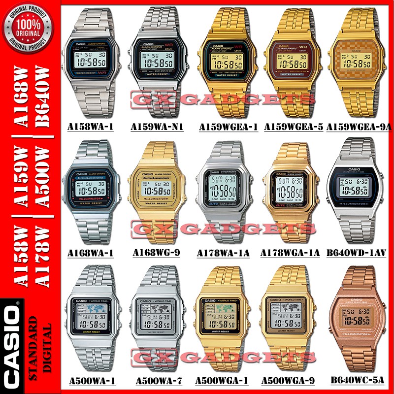 CASIO A158W A159W A168W A178W A500W B640W SERIES STANDARD DIGITAL WATCH VINTAGE | Shopee Malaysia