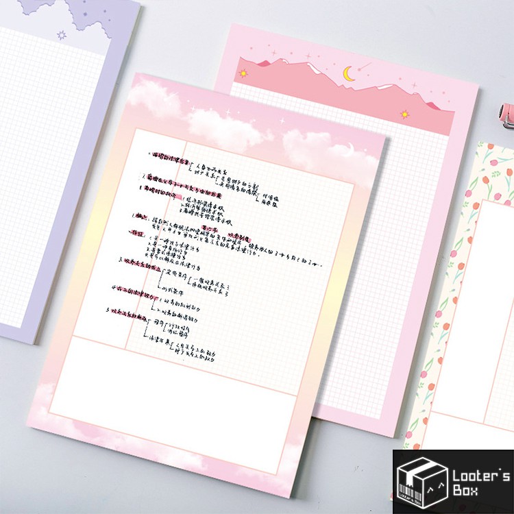 [CLEARANCE] 30 Sheets B5 Size Large Grid Aesthetic Pastel Notepad Memo Sheet Paper for Study To ...