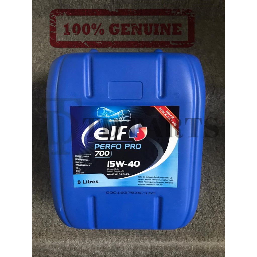 100% GENUINE ELF PERFO PRO 700 ENGINE OIL 15W40 15W-40 ACEA E7 API CI4 CH4/SL 8L | Shopee Malaysia