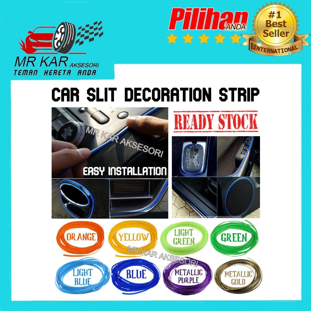 FOR Car Dashboard Strip Grid Decoration Line Wire Sticker lining (5m ...