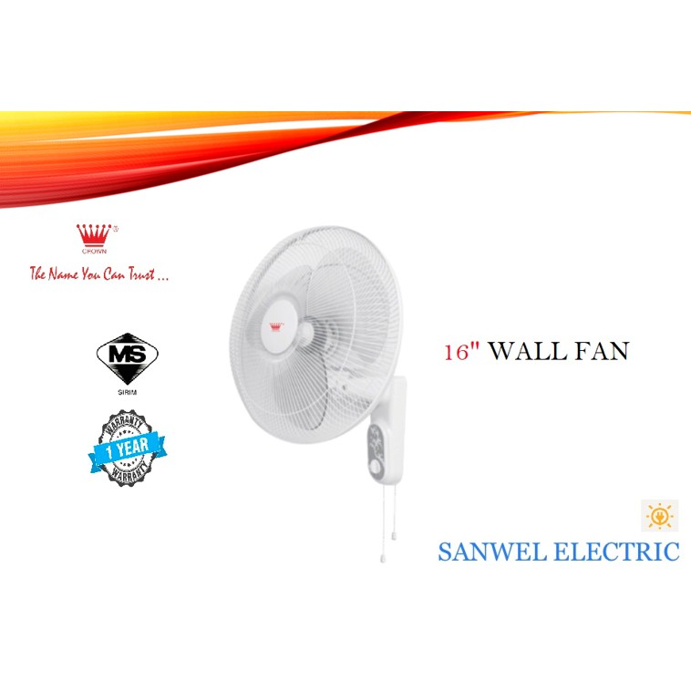 CROWN CWF-16S 16" Wall Fan (SIRIM APPROVAL) | Shopee Malaysia