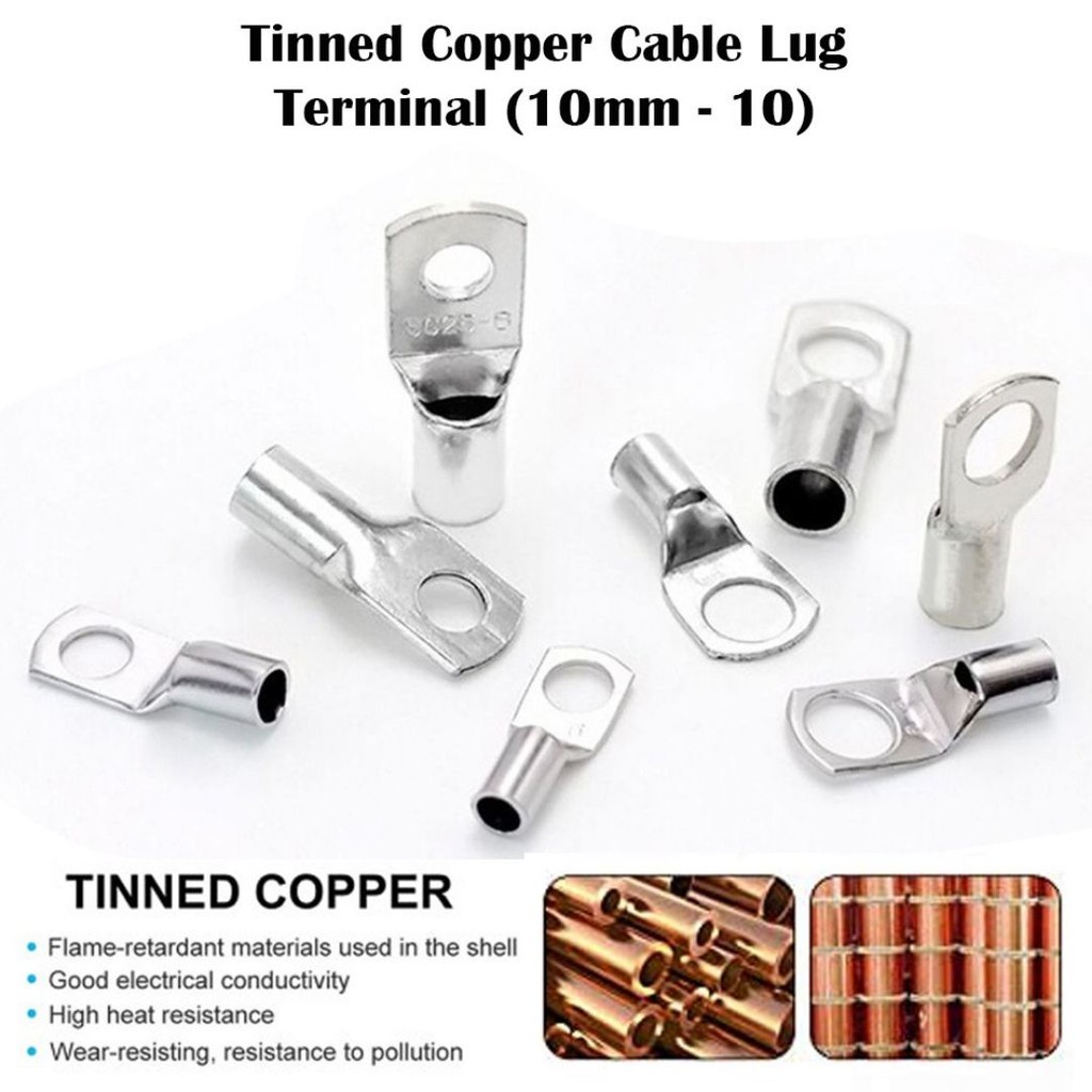 Sino Tinned Copper Cable Lug Terminal - Pure Copper / Tin Plated / High Quality - (Size 10mm-10 ...