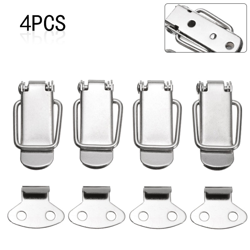 4pcs Stainless Steel Silver Latch Catch Clamp Clip Spring Lock Hasp Box ...