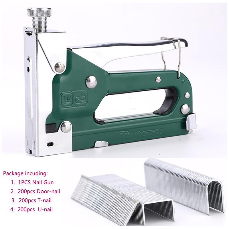 3 in 1 Manual Heavy Duty Hand Nail Gun 6" Steel Furniture Stapler For ...