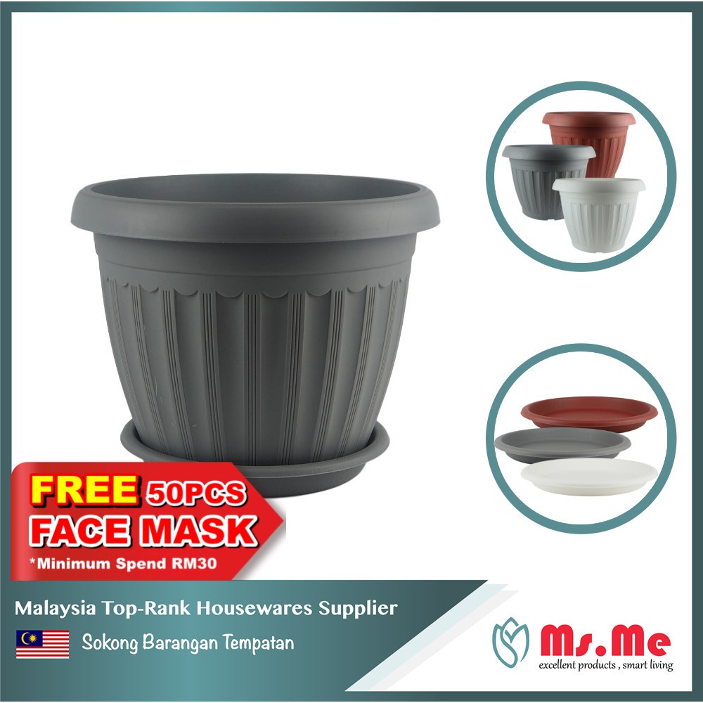 Ms.Me Diameter 35cm High Quality Round Flower Pots With Tray Bottom ...