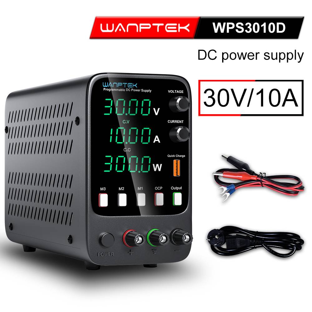 Wanptek Adjustable DC Power Supply 30V 10A Lab Programmable Memory Function Bench Power Source ...