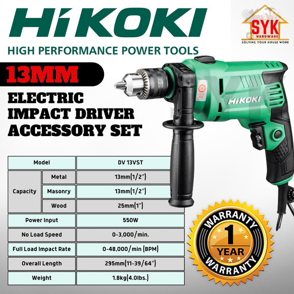 SYK HIKOKI HITACHI DV13VST 13mm Impact Driver Accessories Set Mesin ...