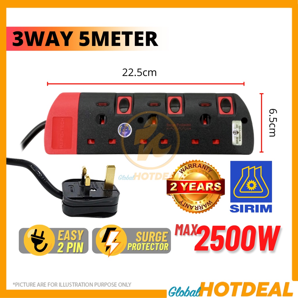 GLOBAL PRO Extension Plug Surge Protector Elektrik Soket Wayar ...