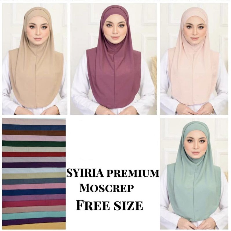 🌼NEW ARRIVAL🌼 TUDUNG SYRIA PLAIN PREMIUM MOSSCREPE FREE SIZE (WITH ...