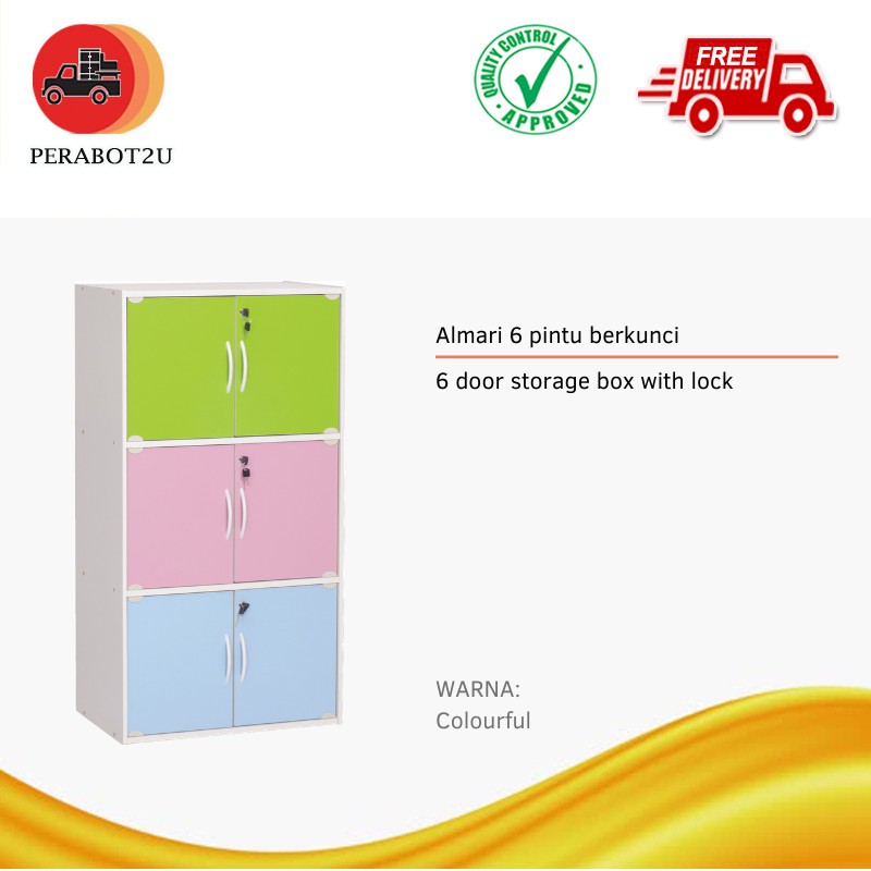 P2U Almari 6 Pintu/Almari Serbaguna Berkunci/6 Door Storage Box ...