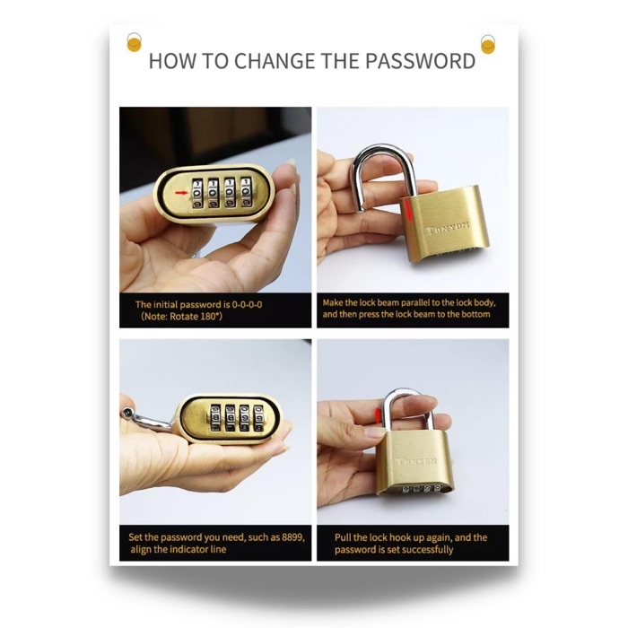 4 Digit Code Combination Padlock / Anti-Theft Lock / Kunci Mangga ...