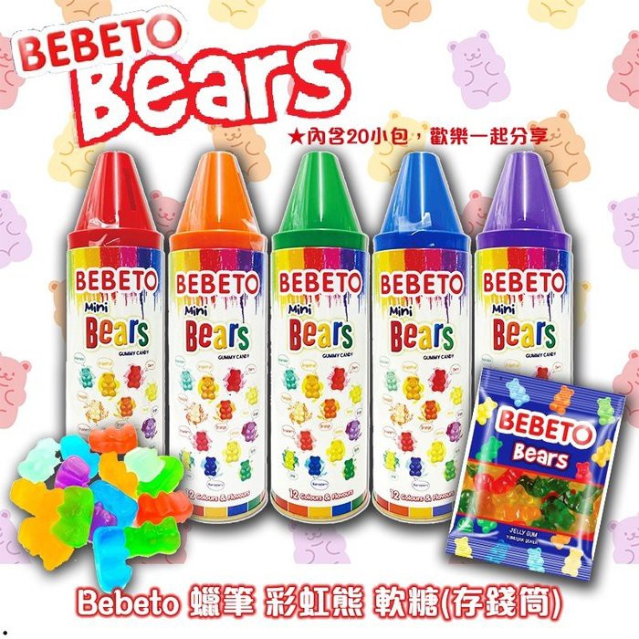 Bebeto Mini Bears Gummy Candy 200g in Reusable Coin Tin Can | Shopee ...