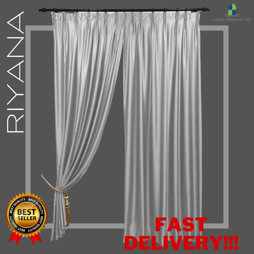 LIGHT GREY-SHORT SIZE-LANGSIR READYMADE UNTUK TINGKAP, PINTU BILIK DAN ...