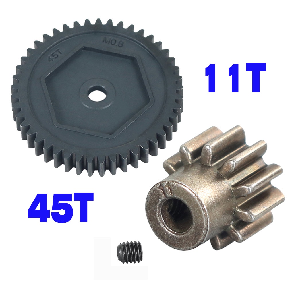 new Metal Steel Spur Gear 45t 0.8m 32p #8053 11t Motor Teeth #6747 for ...