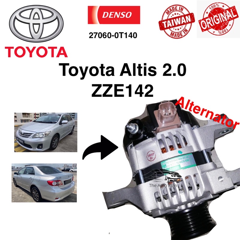Denso Alternator For Toyota Altis 2.0 ZZE142(Taiwan Quality) | Shopee ...