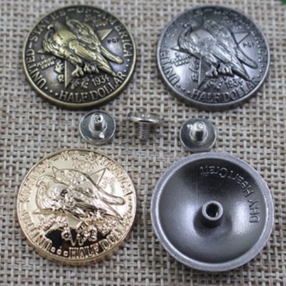 25mm Eagle Half Dollar Coin Concho Screw Back Buttons Leather Craft ...