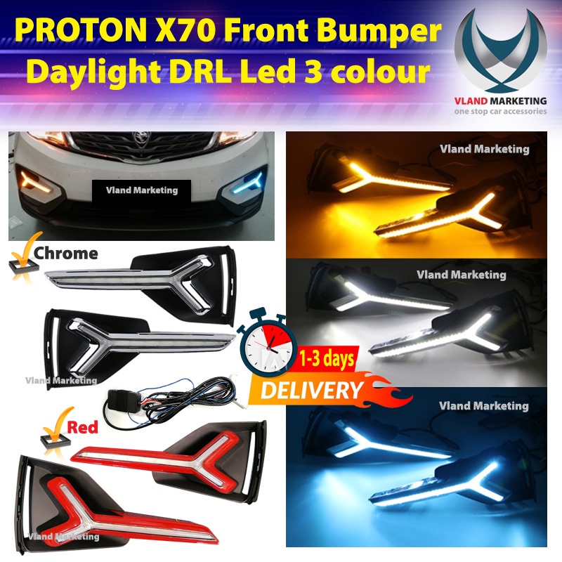 2Pcs Proton x70 Front Bumper Led Daylight Light Lamp Lights Drl Lampu ...