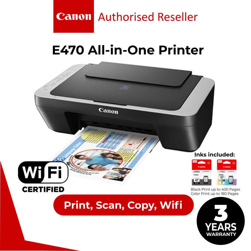 CANON Pixma E470 Compact Wireless All-In-One Printer Print / Scan ...