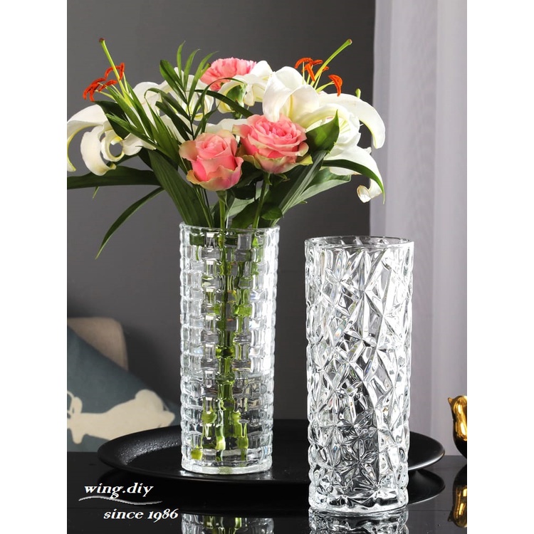 [READY STOCK] TRASPARENT CRYSTAL CYLINDER FLOWER GLASS VASE FOR FLOWER ...