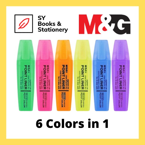 *Original* M&G Point Liner Highlighter Pen Highlighter Set- (6 colors ...