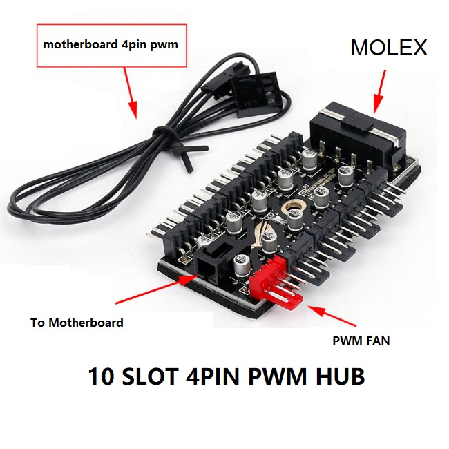 PC MOTHERBOARD PWM 4 PIN FAN HUB (10 SLOT) SATA / MOLEX | Shopee Malaysia