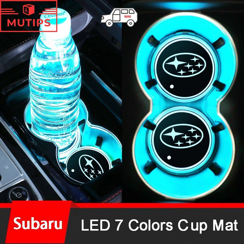 Subaru 7 Colors LED Car Cup Mat Glow Coaster Pad For Impreza wrx sti ...