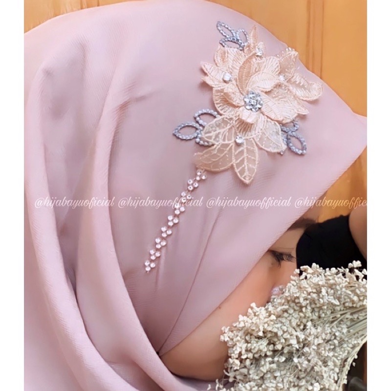 Hijab Square Flower Embroidery | Shopee Malaysia