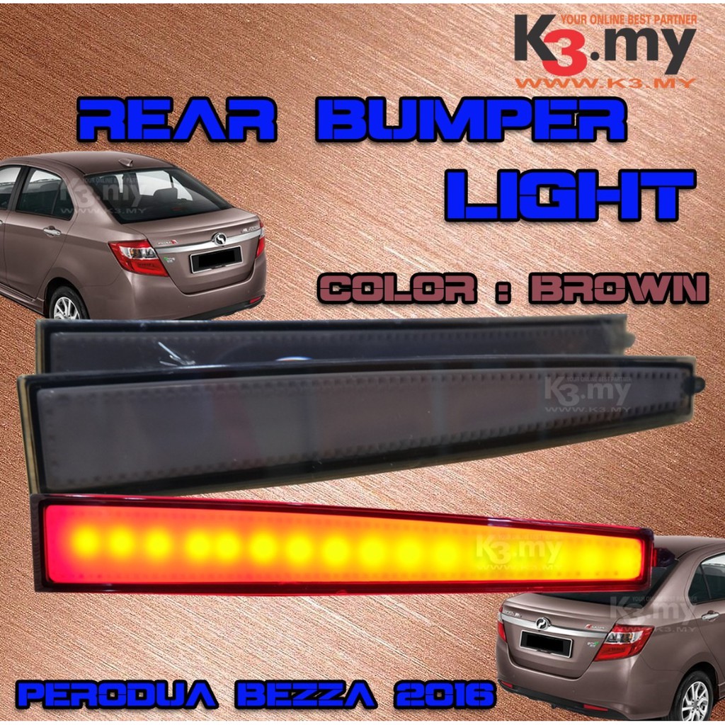 Perodua Bezza 2016 Rear Bumper Reflector LED Lamp (Smoke) | Shopee Malaysia