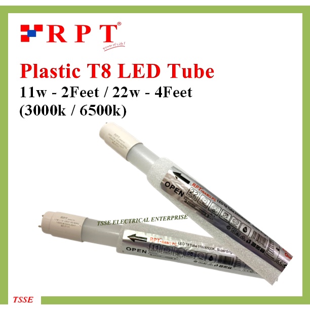Plastic T8 Led Tube / Nano PC T8 Led Tube 2ft 11w / 4ft 22w 3000k 6500k ...
