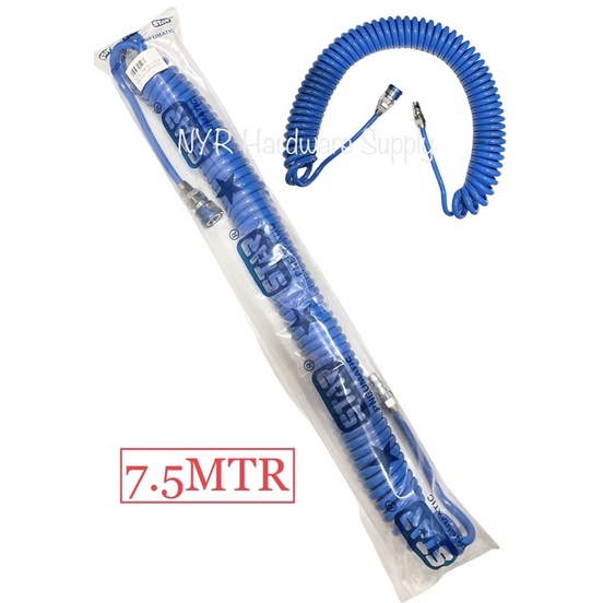 Star 7.5mtr & 6meter PU Coil Tube Pneumatic Air Hose with Quick Coupler ...