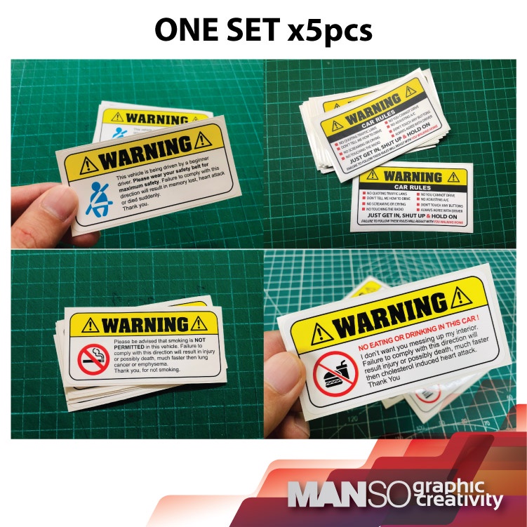 Funny Car Safety Warning Rules Sticker Vehicle Window Graphic Bumper ...