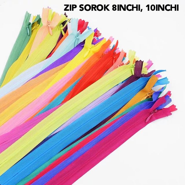 ZIP SOROK sedozen@ 8", 10", 12", 14", 16", 18", 20 ",22" zip sembunyi ...