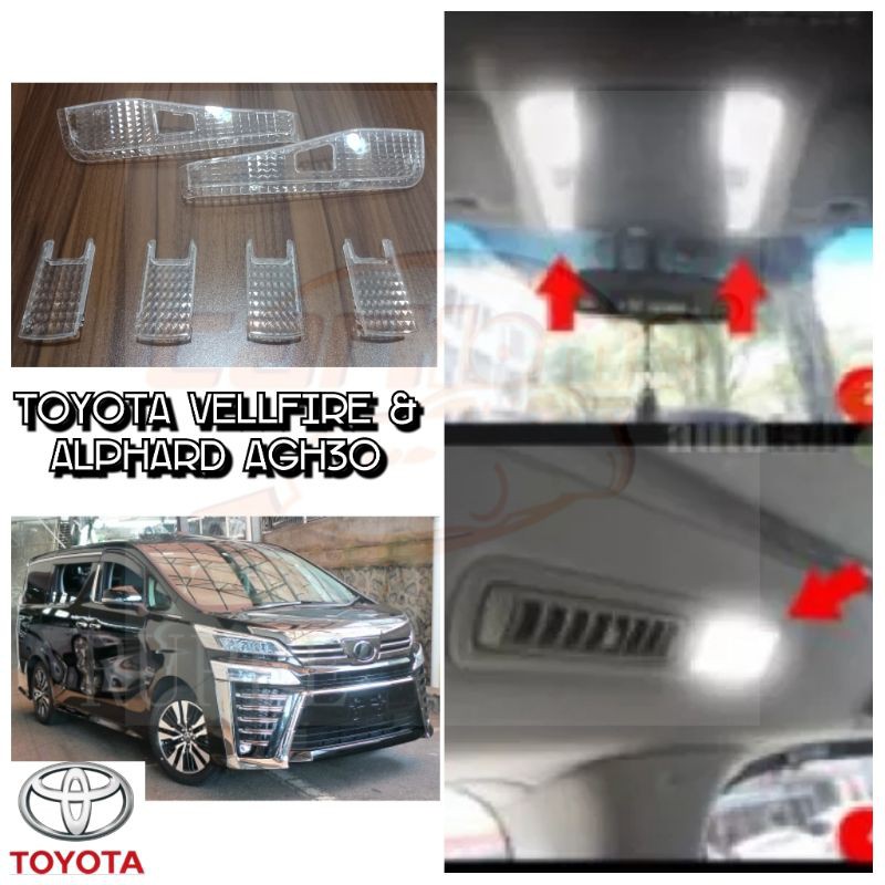 Toyota Alphard Vellfire AGH30 Room Lamp LED Crystal Cover (6pcs) *ready ...