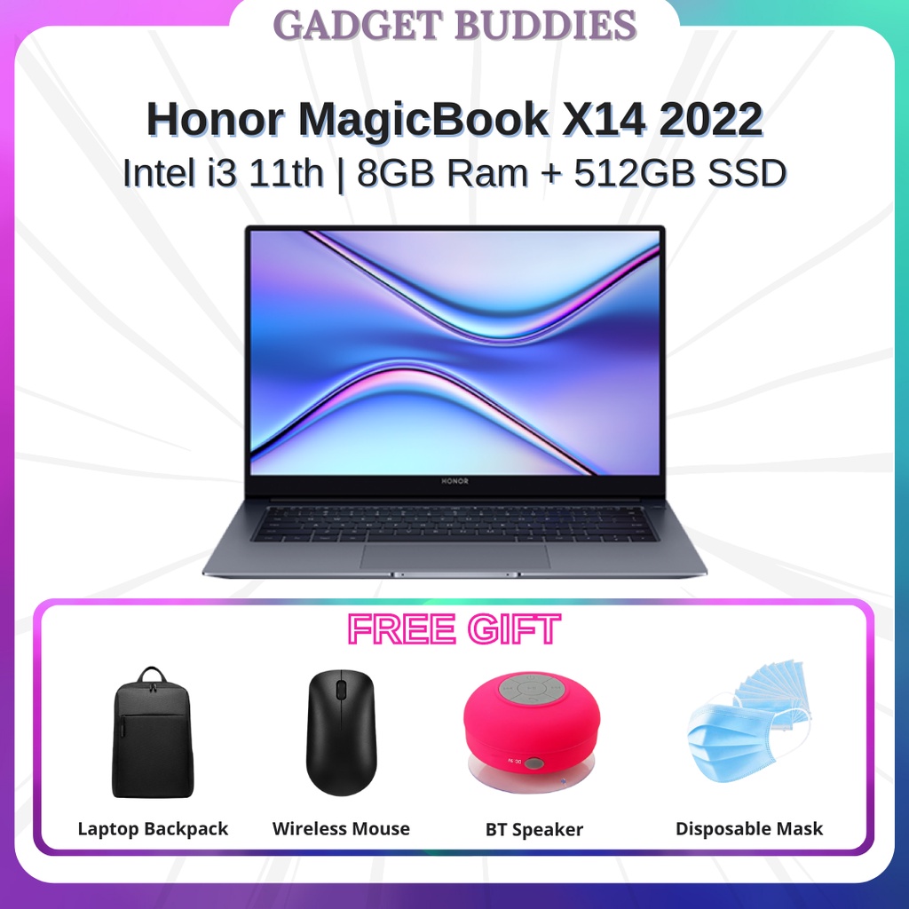 (Ready Stock) HONOR Magicbook X14 2022 i3 11th Gen ( 8GB RAM + 512GB ...