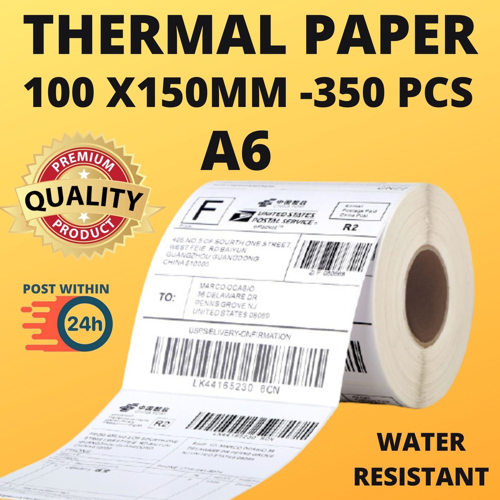 Thermal Sticker Thermal Paper Shopee Waybill Shipping Label A6 100 ...