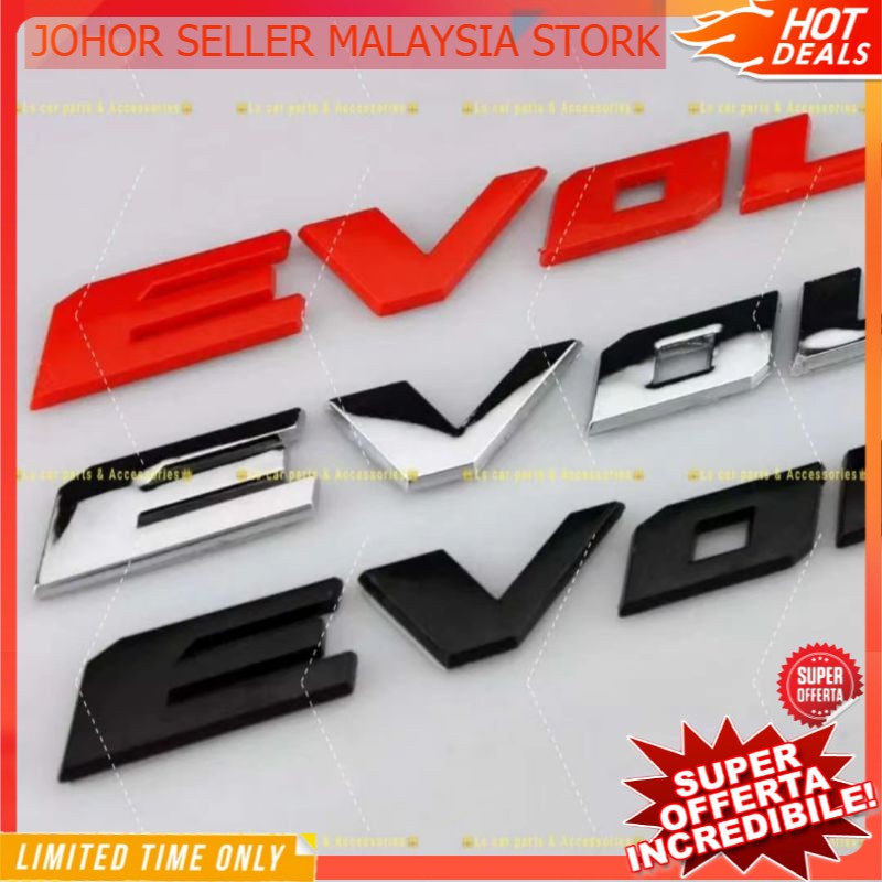 Evolution Sticker 3D Logo Emblem Tail Trunk Sport Bumper Wing Matte Lip ...