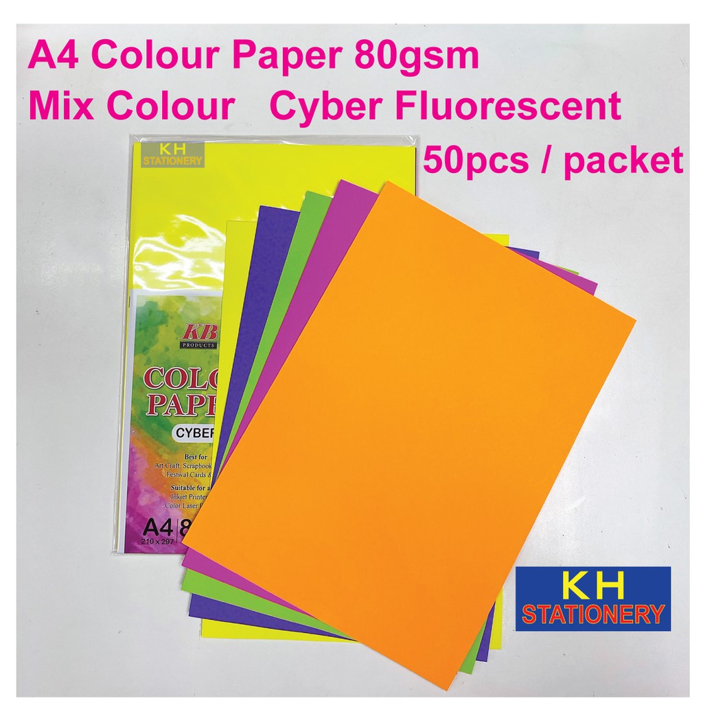 A4 Colour Paper 80gsm Mix Colour 50pcs / Cyber Colour / Fluorescent ...