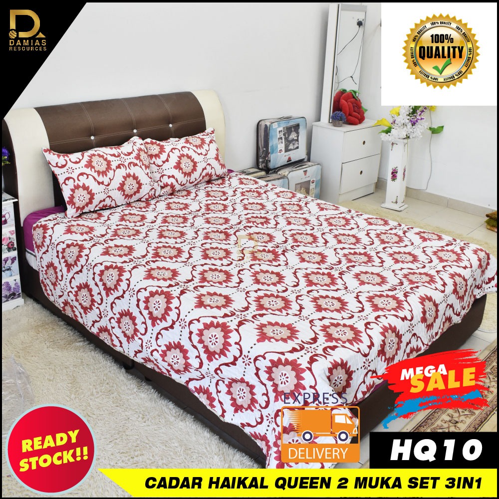 Alas Tilam Cadar Haikal Collection Size Queen Set 3 IN 1 Anti Kedut ...