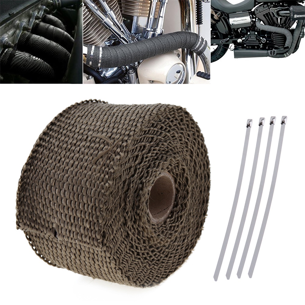 15m x 5cm Exhaust Heat Thermo Wrap Insulation Pipe Tape Fireproof Cloth ...