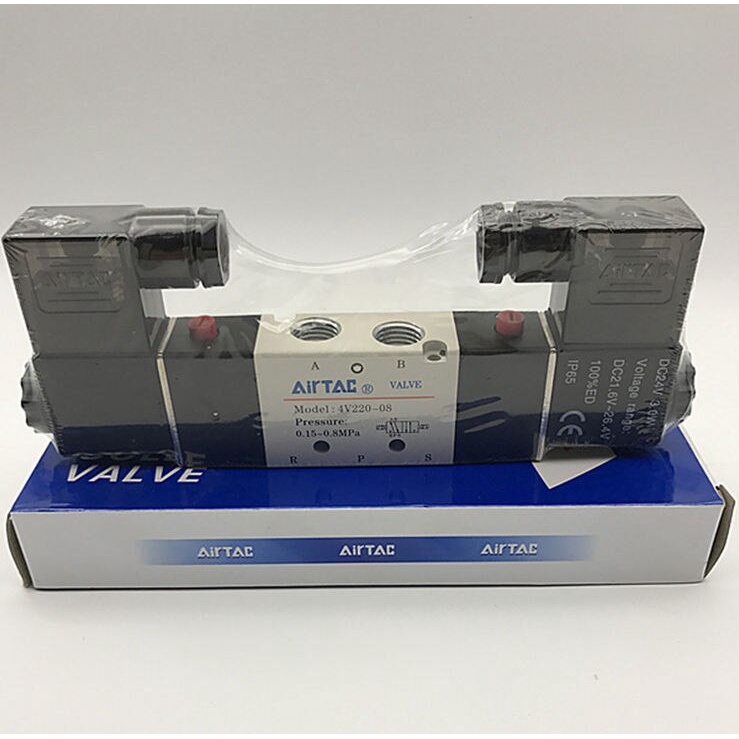 AIRTAC 4V220-08 5 Way 2 Position 1/4" Pneumatic Solenoid Valve DC12V DC24V AC110V AC220V ...