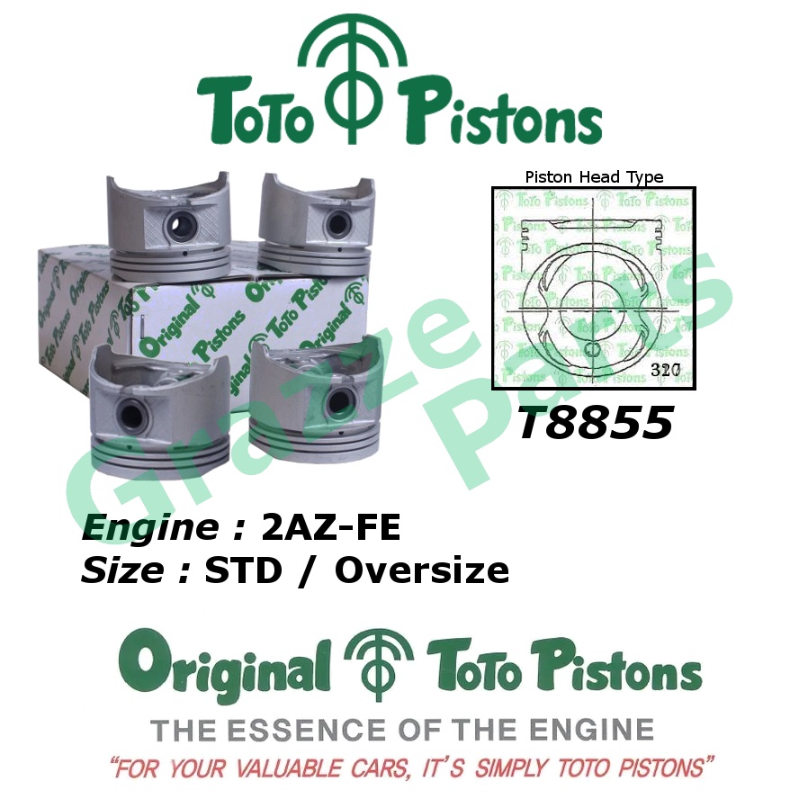 TOTO Piston Set T8855 Toyota Camry ACV30 ACV40 ACV50 Estima ACR30 ACR50 Alphard ANH10 Harrier ...