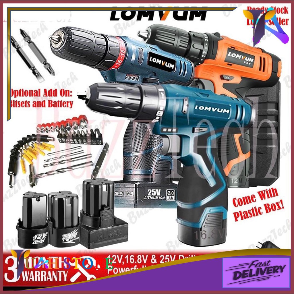 Tuah59 Lomvum Cordless Drill 12v 16 8v 25v Screwdriver Rechargeable