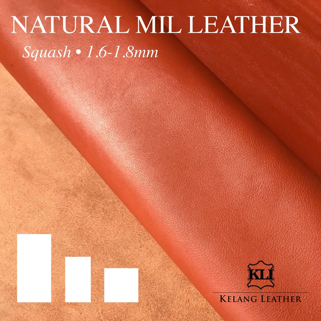 LEATHER PANELS Full Grain Natural Mil Cow Lembu Leather SQUASH 1.6 - 1 ...